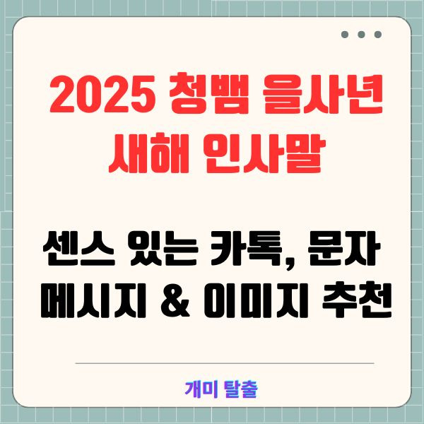2025 청뱀 을사년 새해 인사말 센스 있는 카톡 문자 메시지 And 이미지 추천
