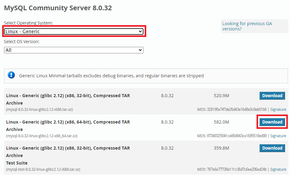 Mysql 8.0.32 설치 ( tar 파일로 설치 )