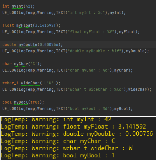 UE_LOG 기본 형식 지정자 — mane