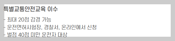 운전면허 벌점 기준 2025년 기준표 벌점 감경·조회 방법 총정리