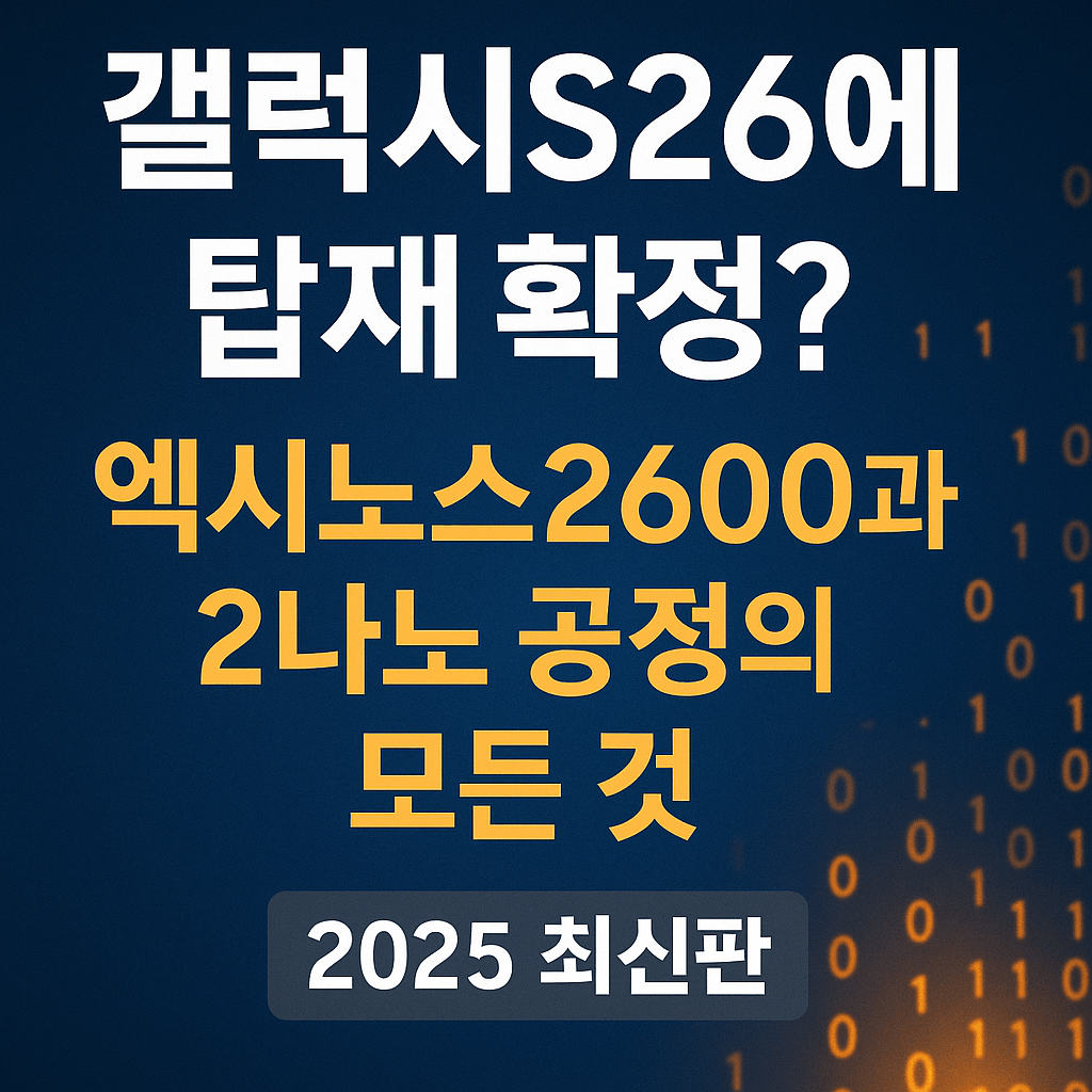 갤럭시S26에 탑재 확정? 엑시노스2600과 2나노 공정의 모든 것 [2025 최신판]