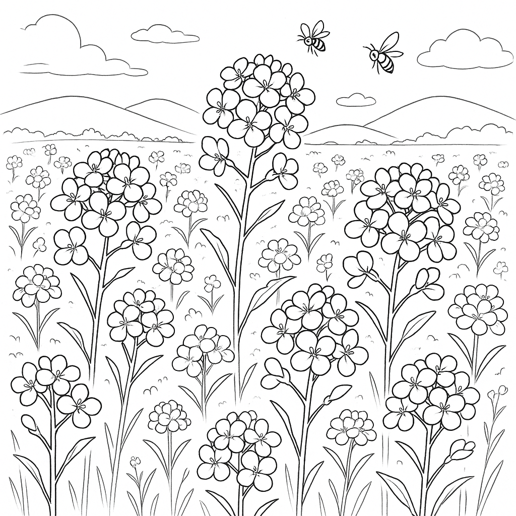 봄꽃 냄새 가득 유채꽃 색칠하기 도안 무료 배포 Canola Flower Coloring Part 1