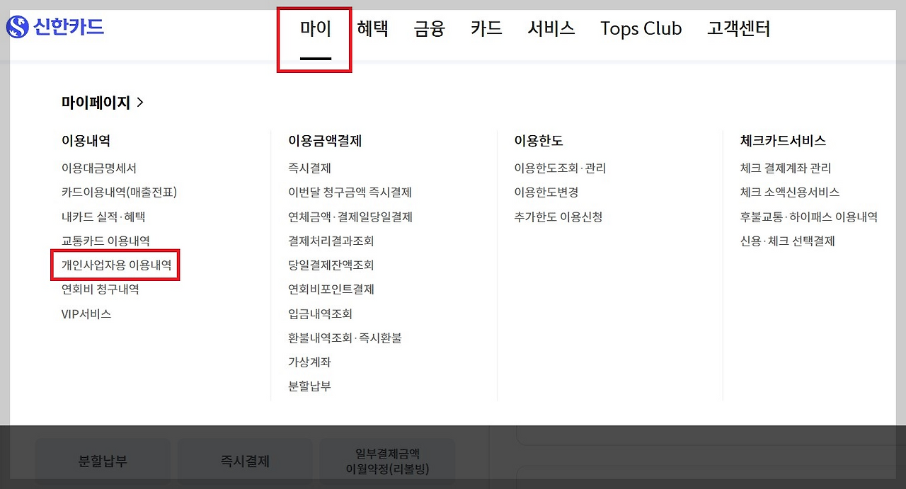 신한카드 부가세 신고용 카드내역서 엑셀파일 다운로드 방법