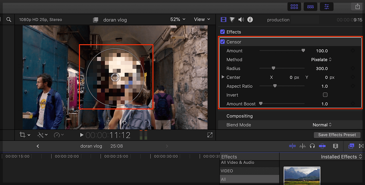 [Final Cut Pro] 파이널컷 따라다니며 움직이는 블러 모자이크 적용 방법 (키프레임 Keyframe)