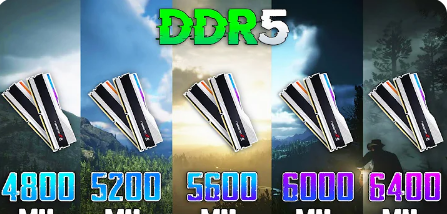 DDR5 4800, 5200, 5600, 6000, 6400MHZ 게임 프레임 비교