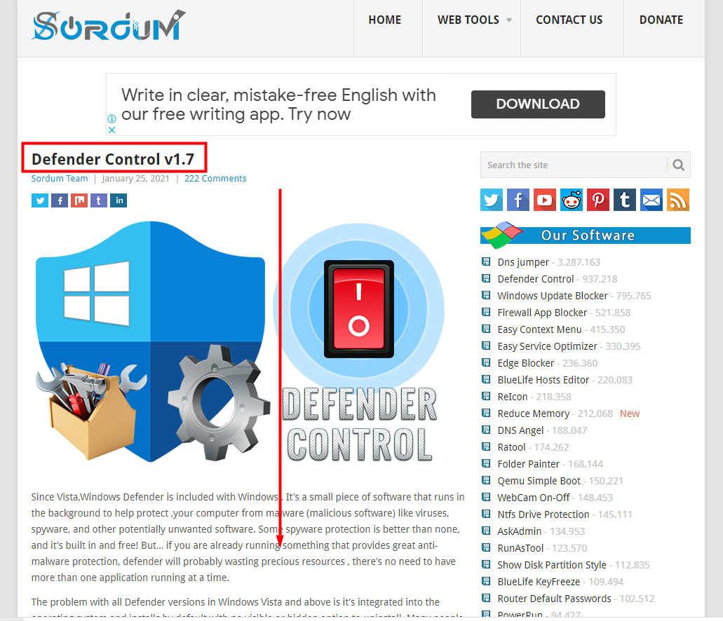 Sordum Defender Control