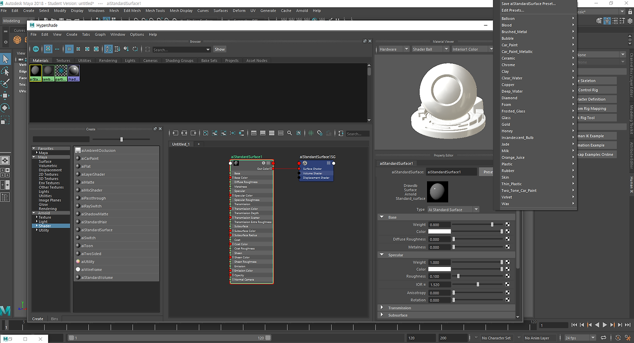 Maya Hypershade Presets (Ai Standard) :: 기록 : Game Dev