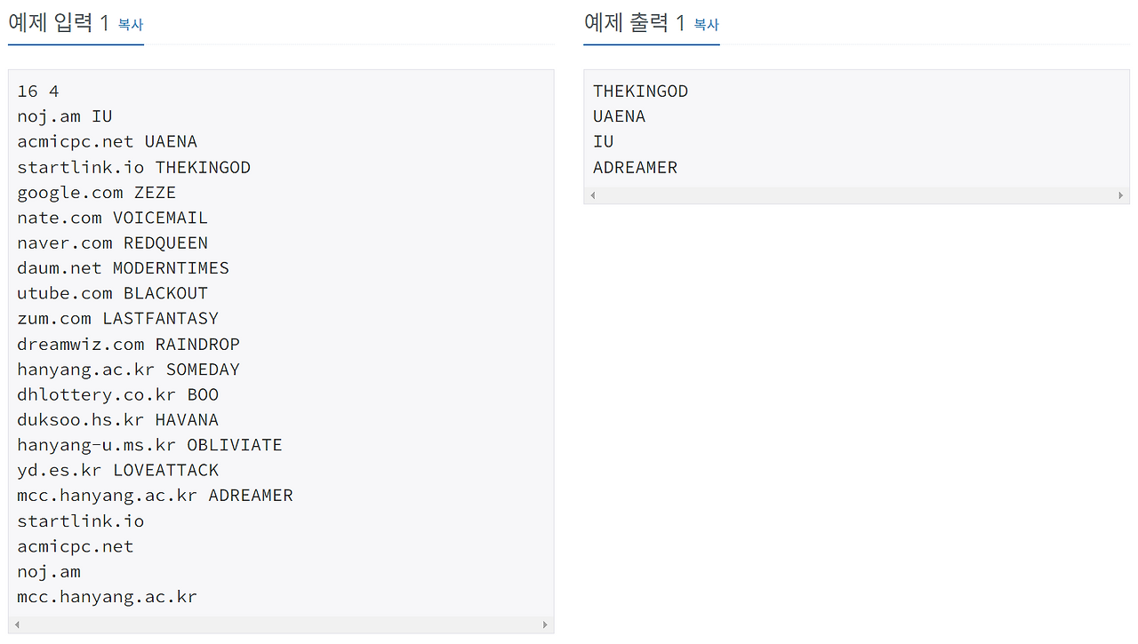 phillog :: [백준 BOJ][파이썬/Python] 17219 : 비밀번호 찾기