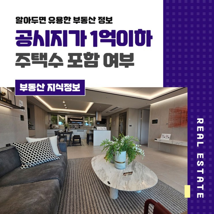 공지시가 1억이하 주택수 포함 여부 취득세 양도세 취득세 중과 여부