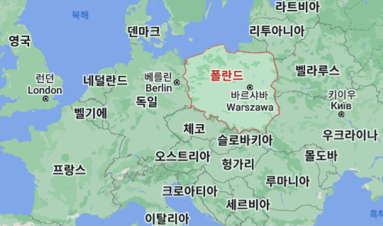 폴란드 Vs 한국 비교땅 면적 지도 비교 인구수