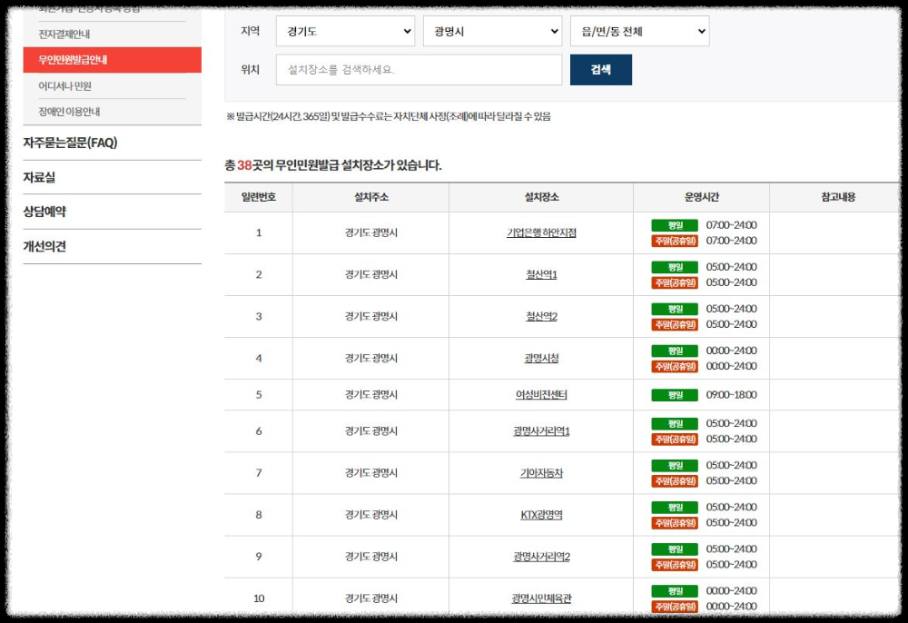 무인민원발급기 위치 설치 장소 확인 방법