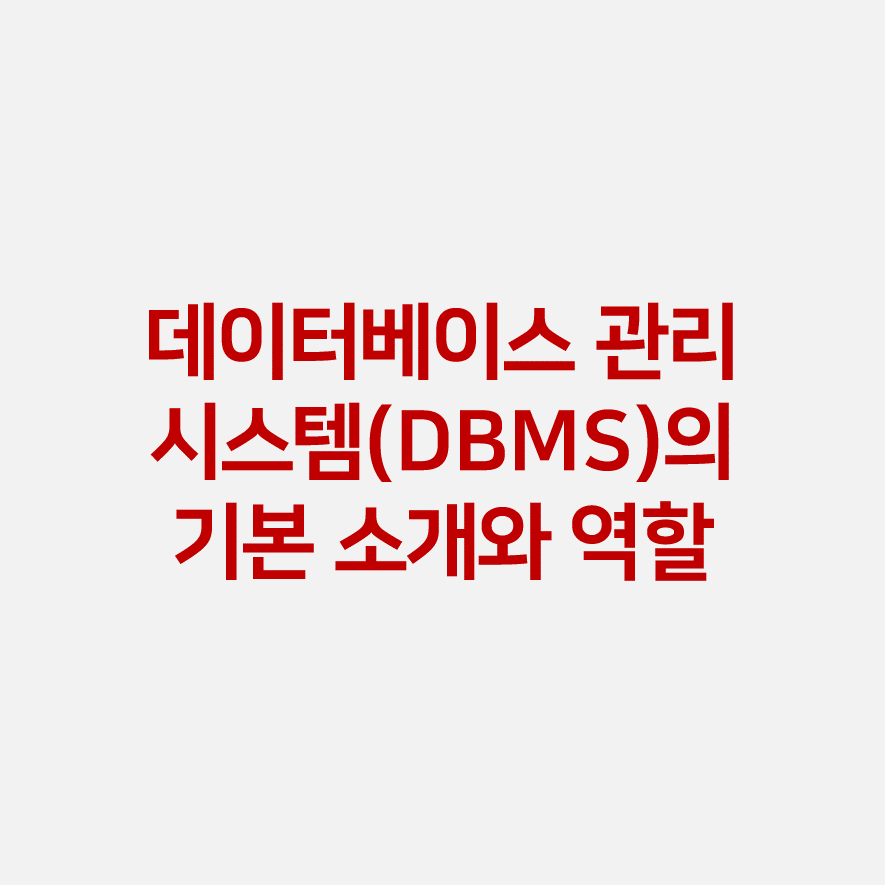 데이터베이스 관리 시스템dbms의 기본 소개와 역할