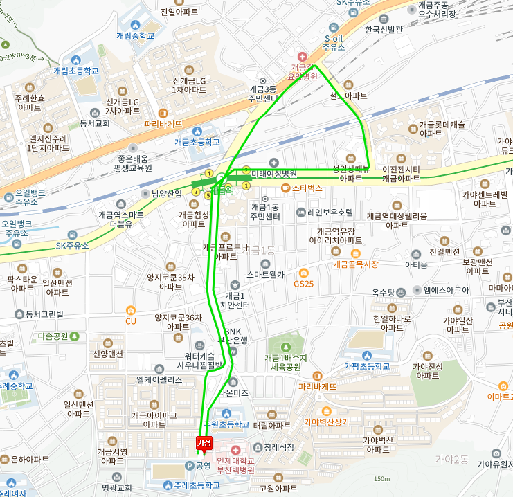 부산 부산진구 10번 마을버스 노선부산백병원↔️개금삼거리