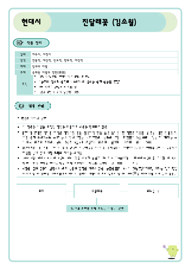 네모국어 현대시 진달래꽃김소월 해석·해설·분석·정리·문제 Pdf