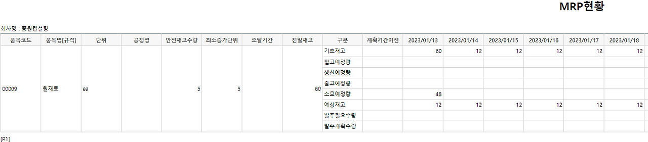 이카운트 세팅 생산계획현황 Mrp현황표 조회하는 법