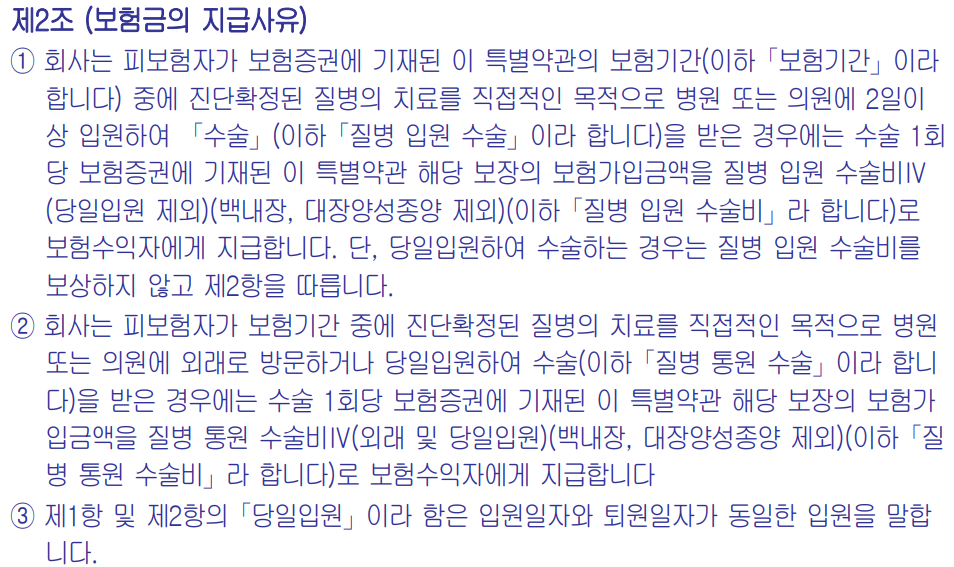 삼성화재 함께가는 요양건강보험 질병 입원ㆍ통원 수술비Ⅳ백내장 대장양성종양 제외 특별약관