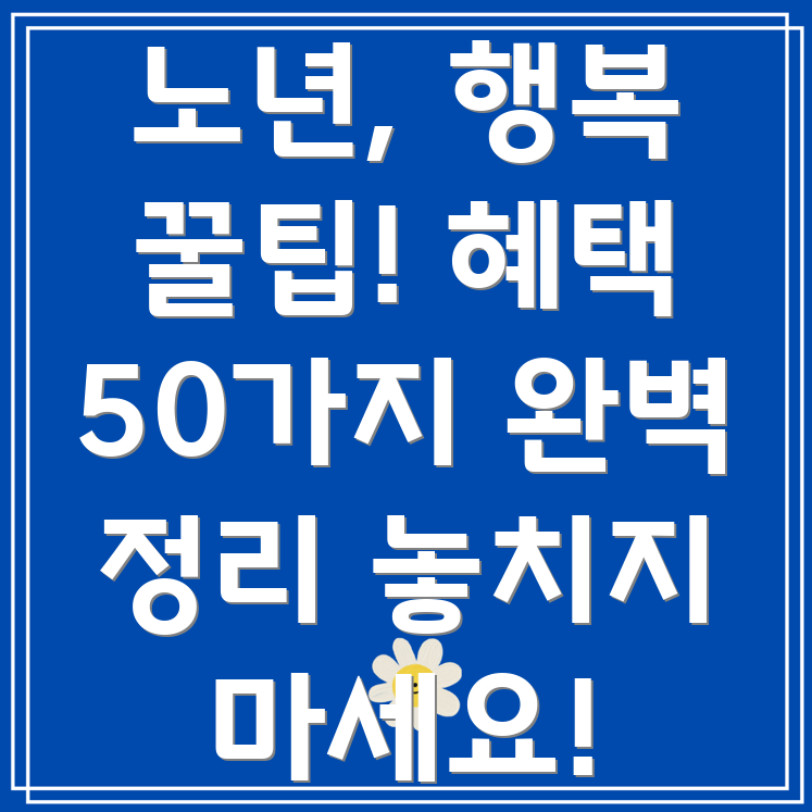노년 행복하게 즐기는 삶 놓치지 말아야 할 혜택 50가지 교통 의료 세금 지원 완벽 정리