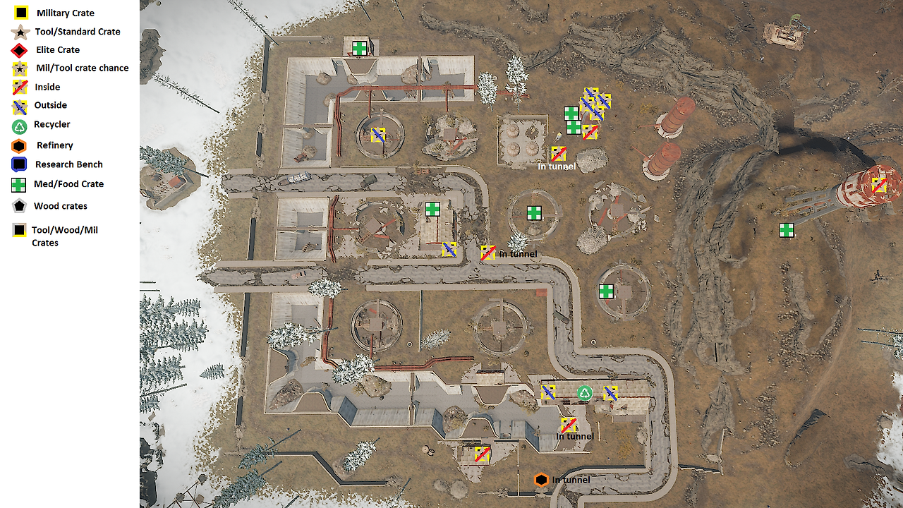 러스트 지도 - 파밍 지역별 아이템 상자 위치 정보