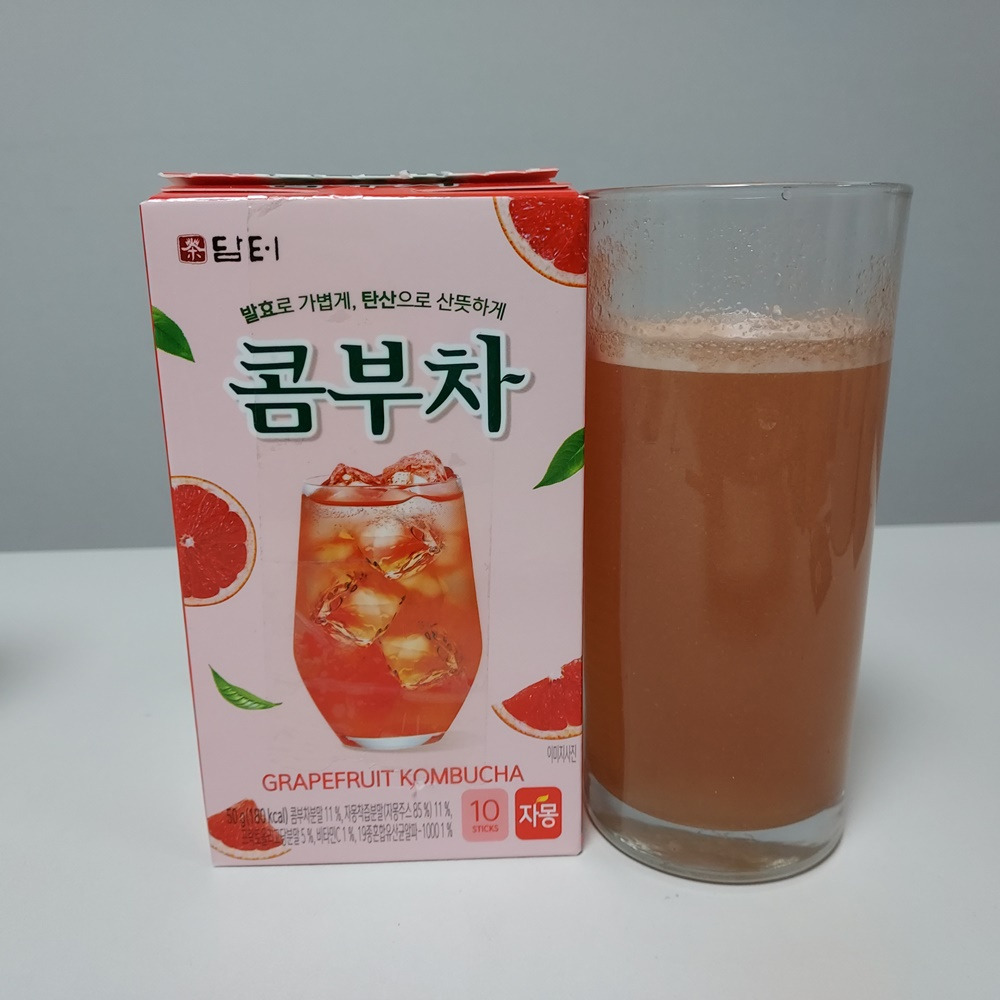 인스턴트 콤부차 담터 콤부차 샤인머스캣과 자몽 Vs 티젠 파인애플 콤부차