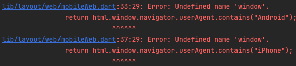 [flutter] Error: Undefined name 'window'. :: 공부중...