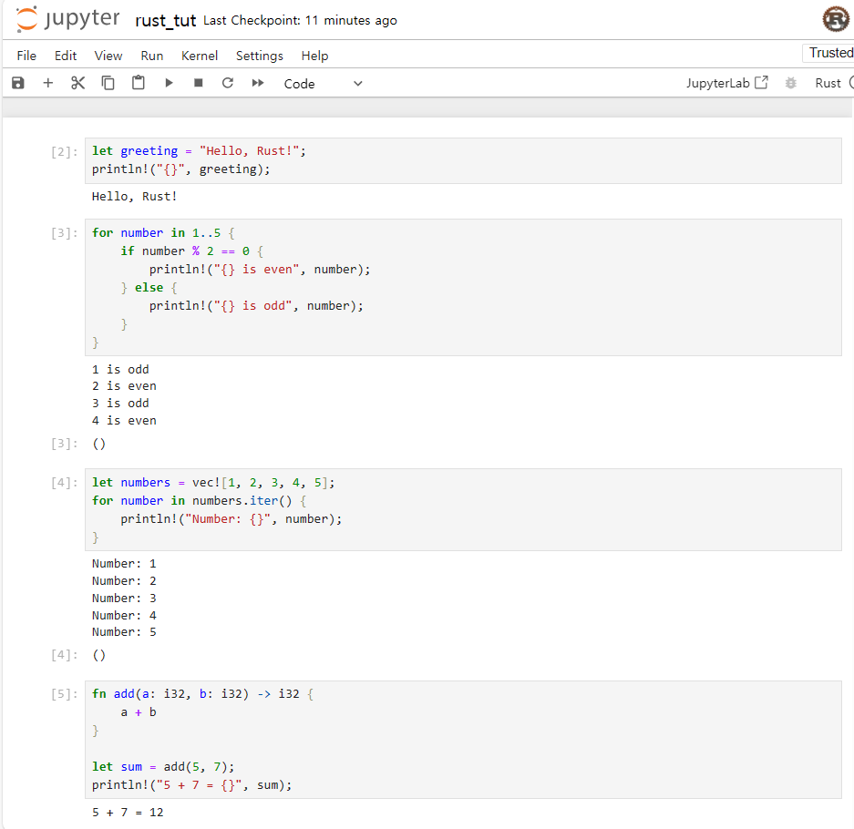 Rust in Jupyter notebook