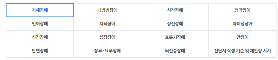 장애등급 판정기준과 신청 절차 정리 2024 장애인 분류표