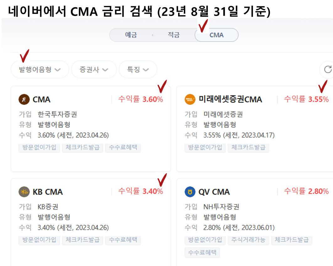 CMA란 무엇이며 높은 금리 및 RP형, 발행어음형 CMA 알아보기