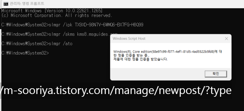 윈도우11 무료 정품인증 인증키 (윈11 제품키 CMD 무료 KMS 라이선스 인증키)
