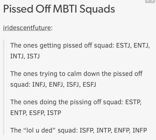 MBTI 유형별, 싫어하는 사람과 있을때