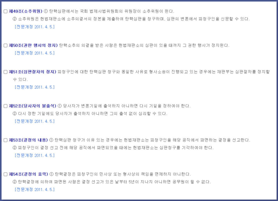 탄핵 탄핵소추 탄핵소추안 탄핵가결 탄핵심판 탄핵결정 뜻 And 법 규정과 절차