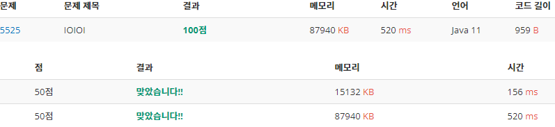 [JAVA / 자바] 백준 5525번 - IOIOI (실버 2)
