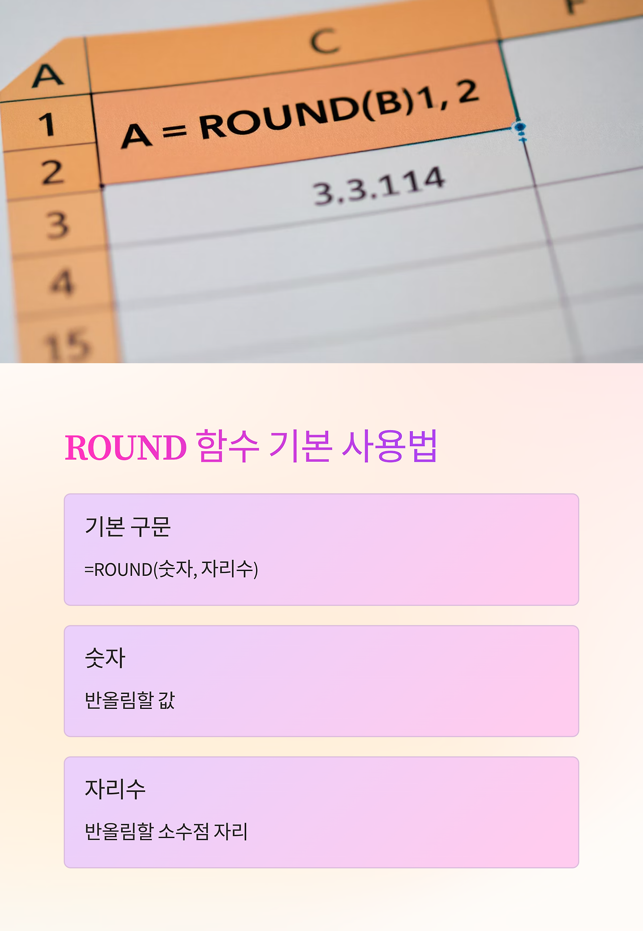 엑셀 라운드함수round 총정리 반올림 완전 정복