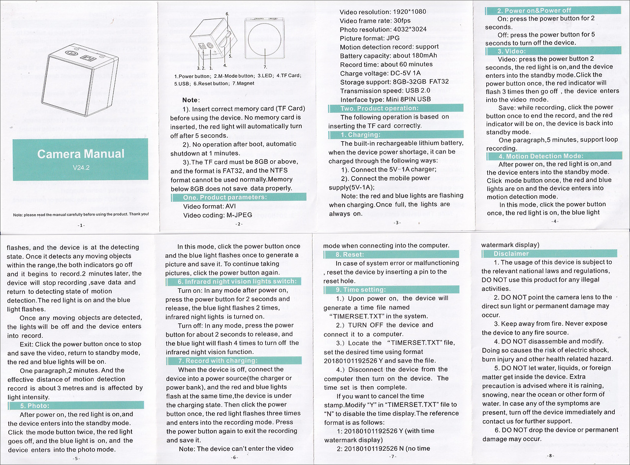 MD23 미니카메라 HD 1080 한글 메뉴얼