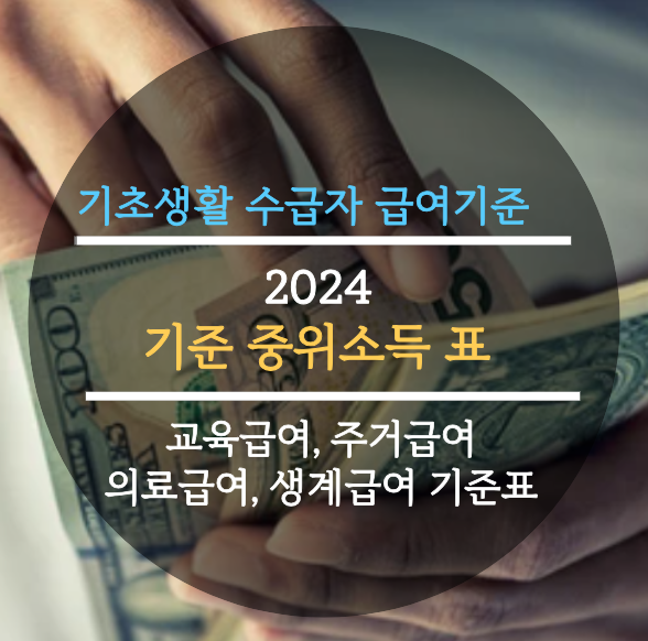 2024 기준 중위소득 표 기초생활 수급자 급여기준 교육급여 주거급여 의료급여 생계급여 기준표