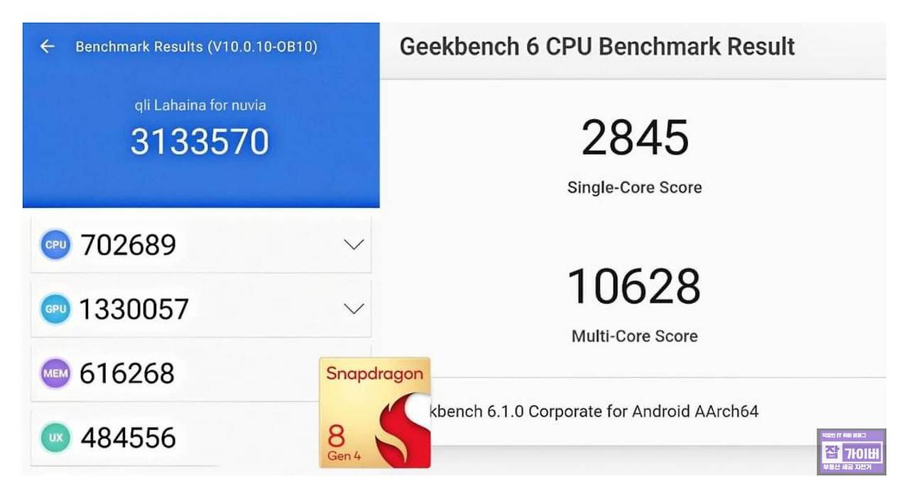 스냅드래곤8 Gen4 및 디멘시티9400 출시 긱벤치 및 안투투 점수유출