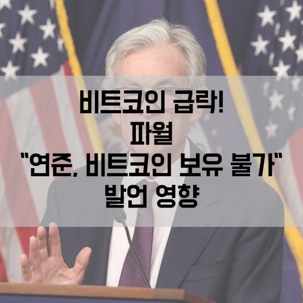 비트코인 급락 파월 연준 비트코인 보유 불가 발언 영향