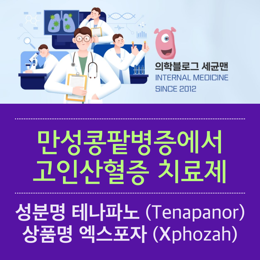 만성콩팥병증에서 고인산혈증 치료제 - 테나파노 (tenapanor) : 상품명 엑스포자 (Xphozah)