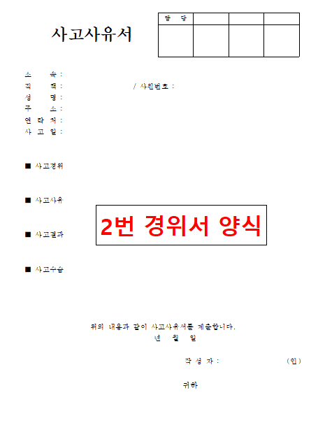 경위서 양식과 작성 요령
