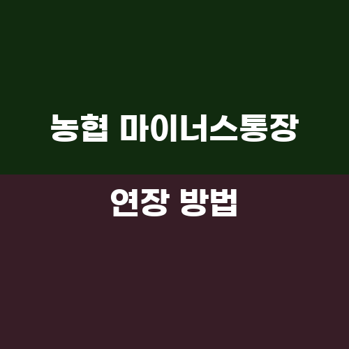 농협 마이너스통장 연장 및 비대면 개설 방법