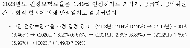 건강보험료 산정기준표 지역가입자 직장가입자 2022년 9월~ 2023년