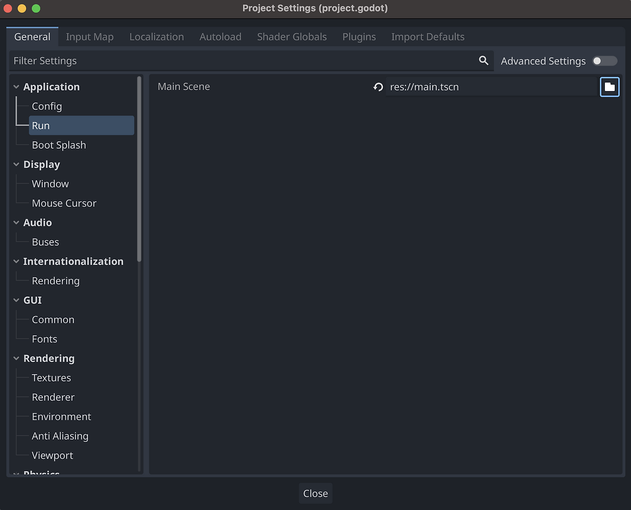[Godot] 고도 메인 씬 변경하는 법