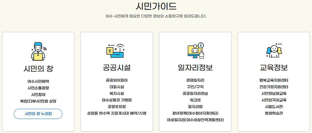 여수시청 홈페이지 (www.yeosu.go.kr/)