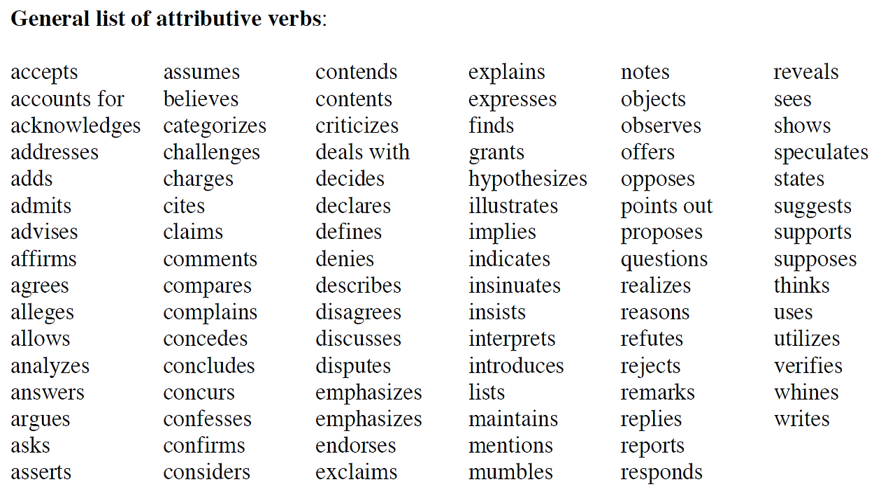 [논문작성] 논문 인용 및 표현쓸 때 유용한 attributive verbs — 뛰는 놈 위에 나는 공대생