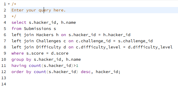 [HackerRank] SQL / Basic Join / Medium / Top Competitors
