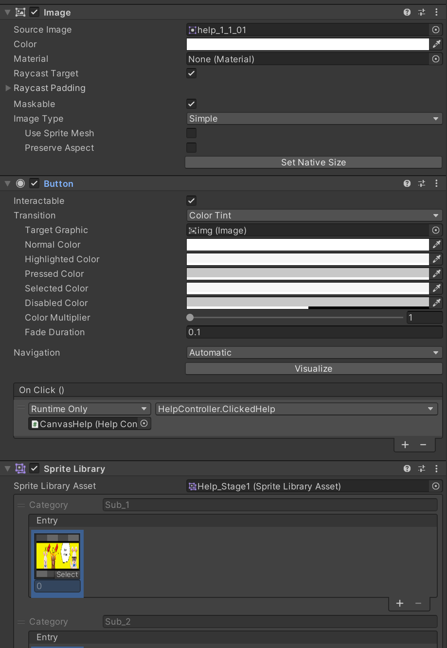 UI 이미지에서 Sprite Library Asset 사용하기