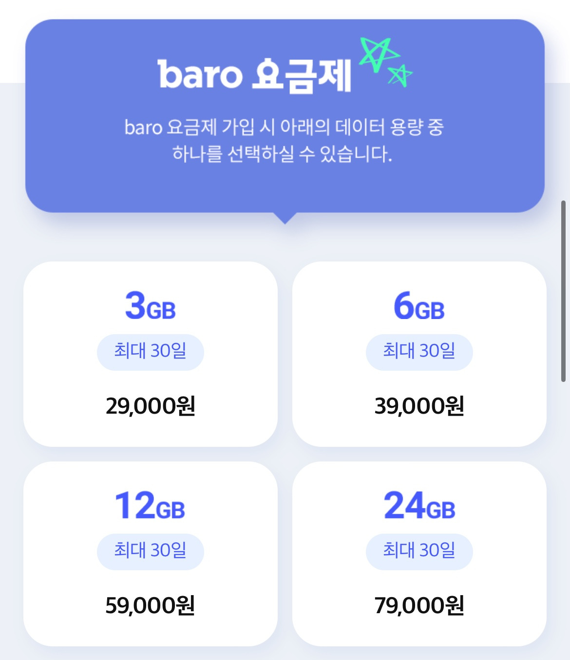 SKT T로밍 추천, baro 요금제 (바로요금제)