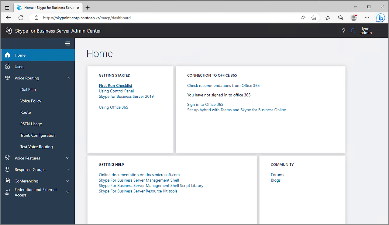 Skype for business Server 2019. MACP (Modern Admin Control Panel ...