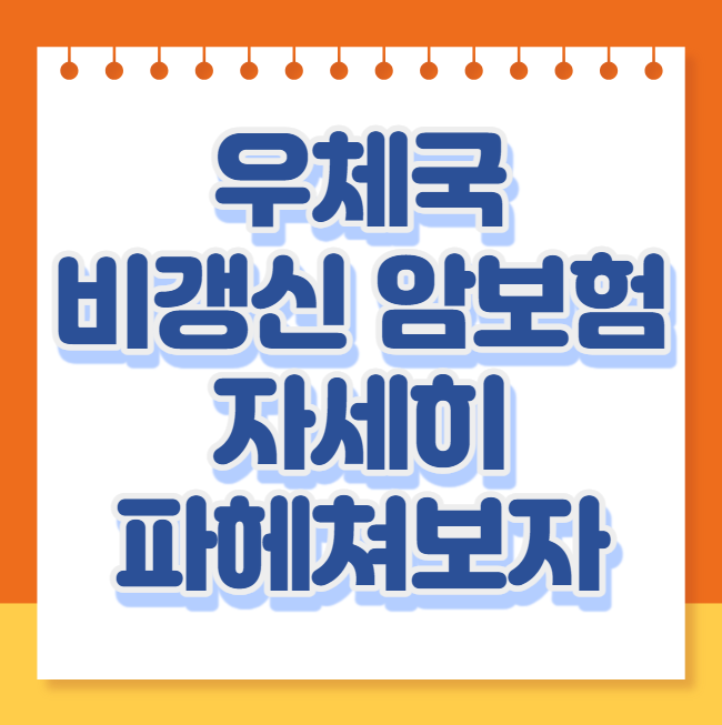 우체국 비갱신 암보험 보장 범위 가격 장단점 알아보기