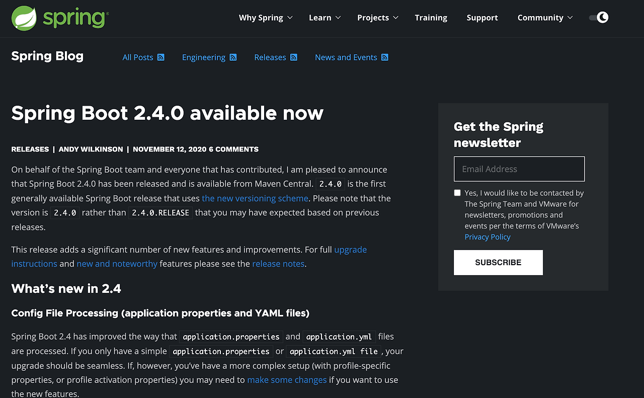 두레박 캠퍼스 :: [SpringFramework] Spring Boot 2.4.0 릴리즈!!
