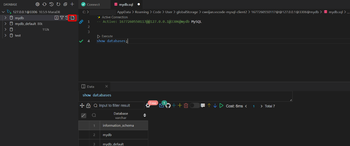VSCode MySQL Extension 설치 및 Query 실행하는 방법